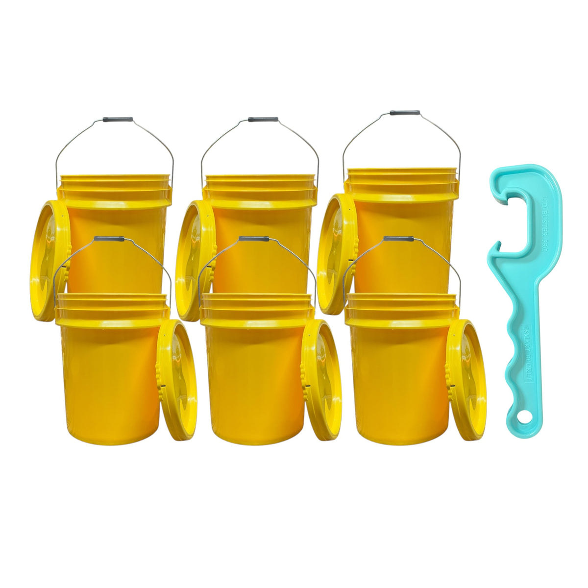 5-Gallon Bucket with Lid – 6 Pack + Bucket Opener Tool – Joy Fish